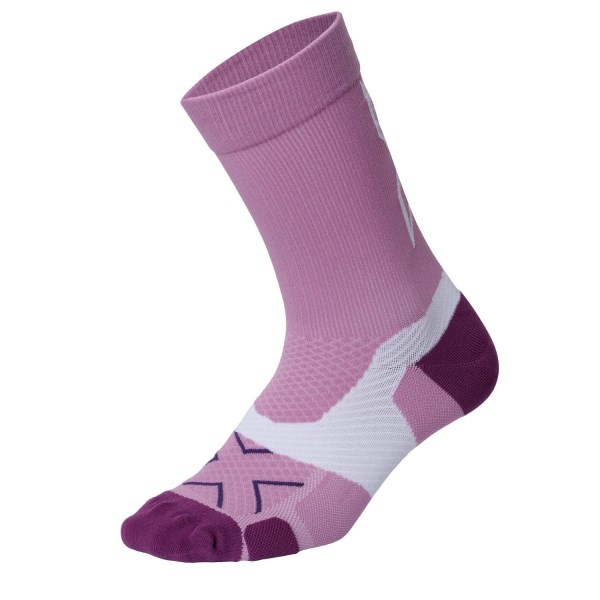 2XU Vectr Light Cushion Crew Running Socks - Pastel Pink/Wood Violet ...