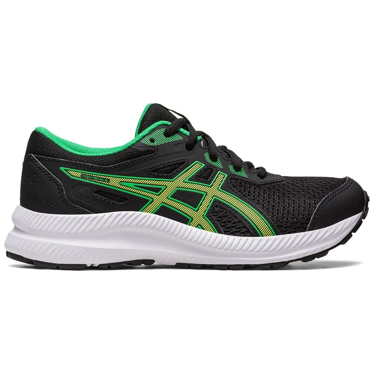 Asics Contend 8 GS - Kids Running Shoes - Black/Lime Zest | RunDNA