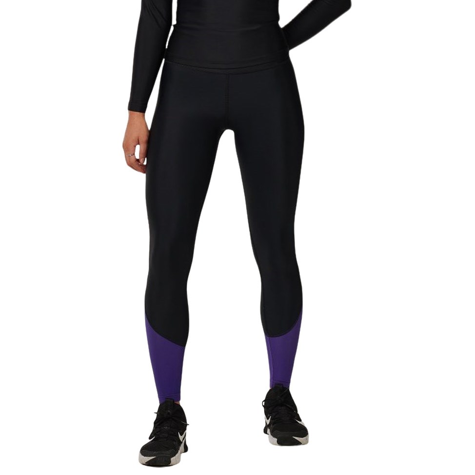 o2fit High Waist Womens Full Length Compression Tights - Black/Purple ...