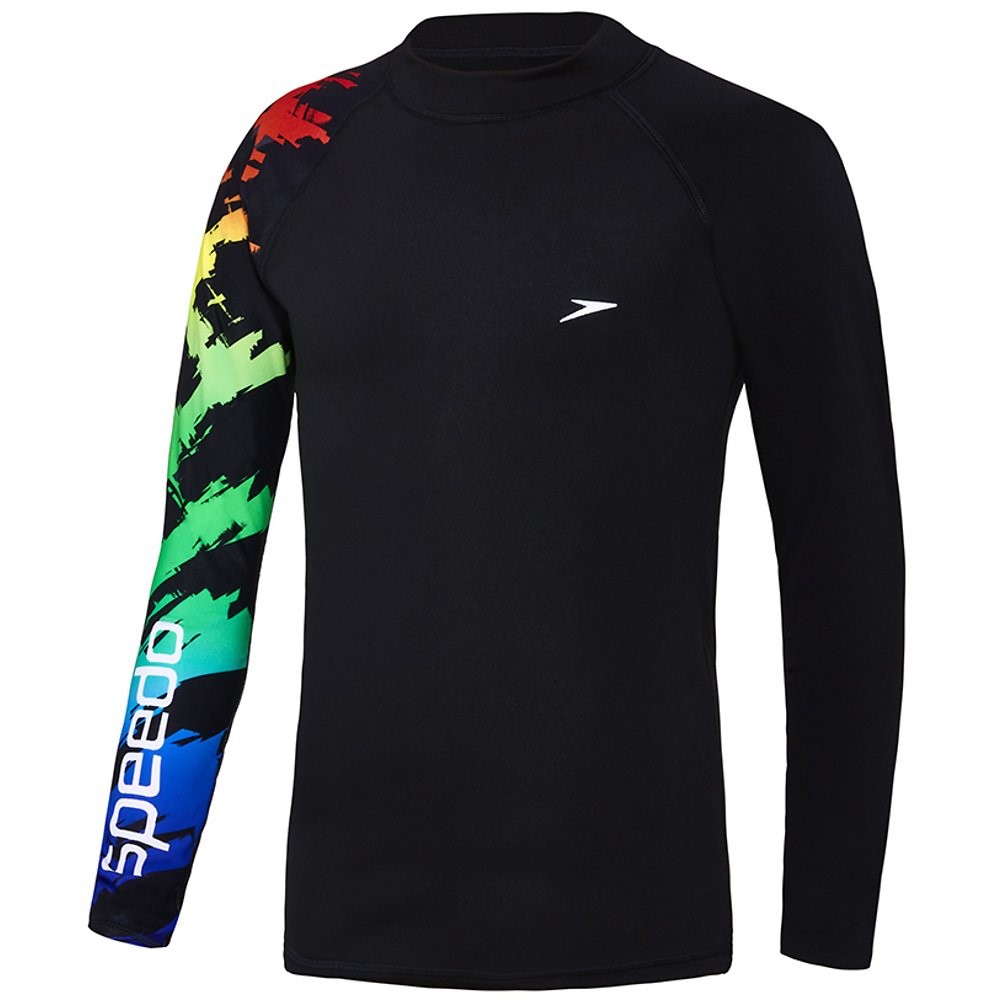 Speedo Dissect Kids Boys Long Sleeve Swimming Sun Top - Black | RunDNA