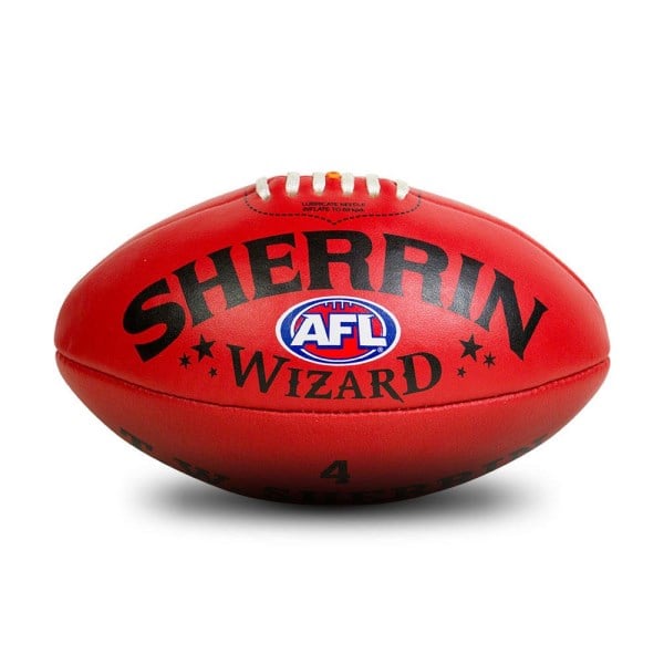 Sherrin Wizard Leather Football - Size 4 - Red | RunDNA