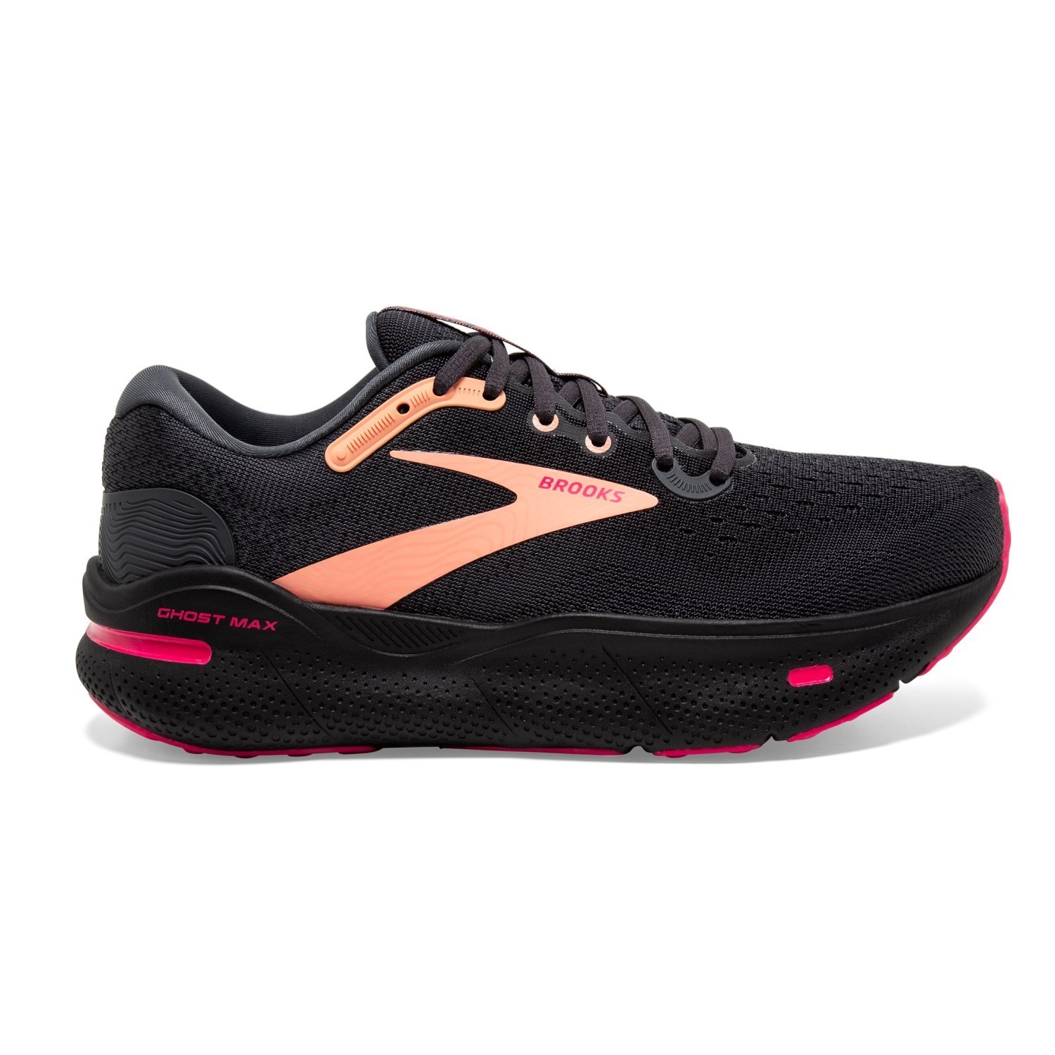 Brooks Ghost Max - Womens Running Shoes - Black/Papaya/Raspberry | RunDNA