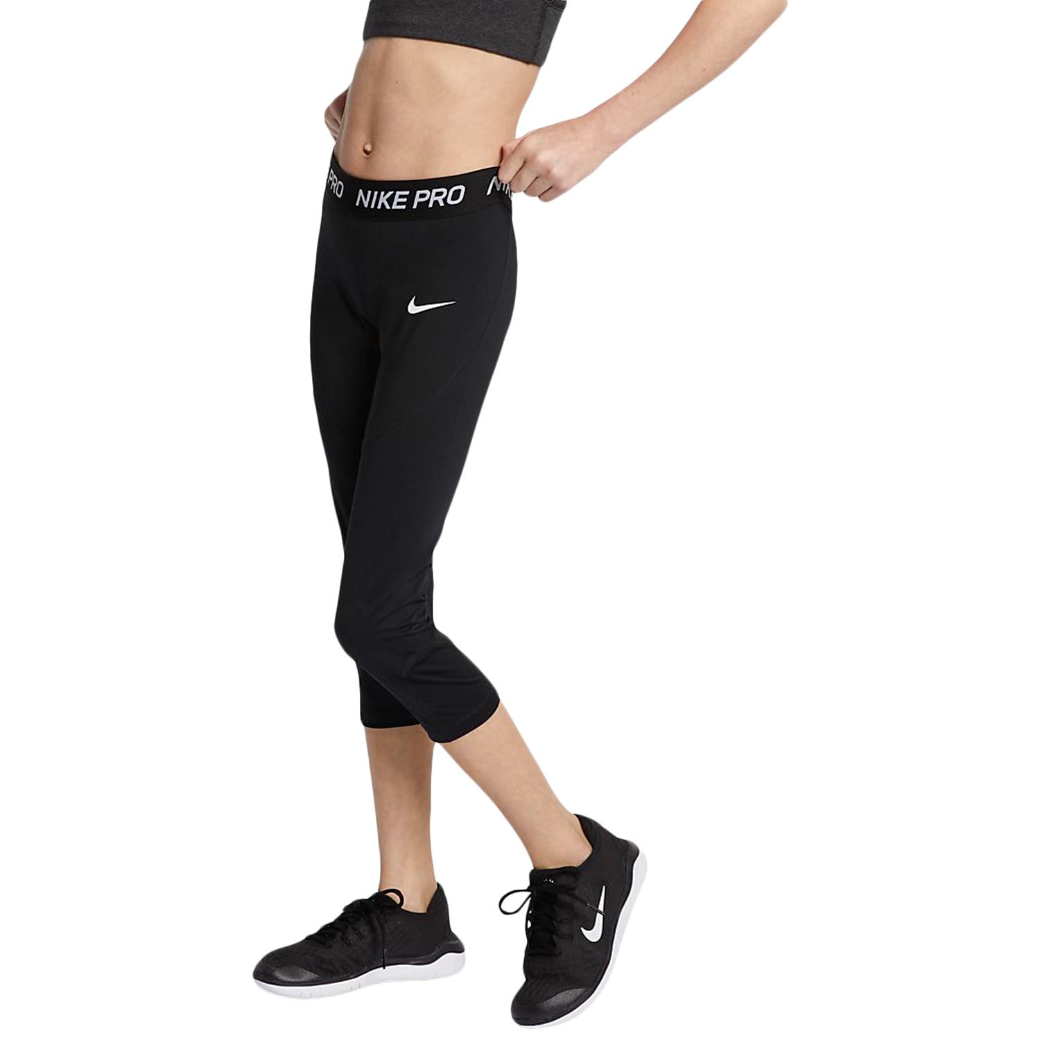 Nike Pro Capri Older Kids Girls Training Tights - Black/White | RunDNA