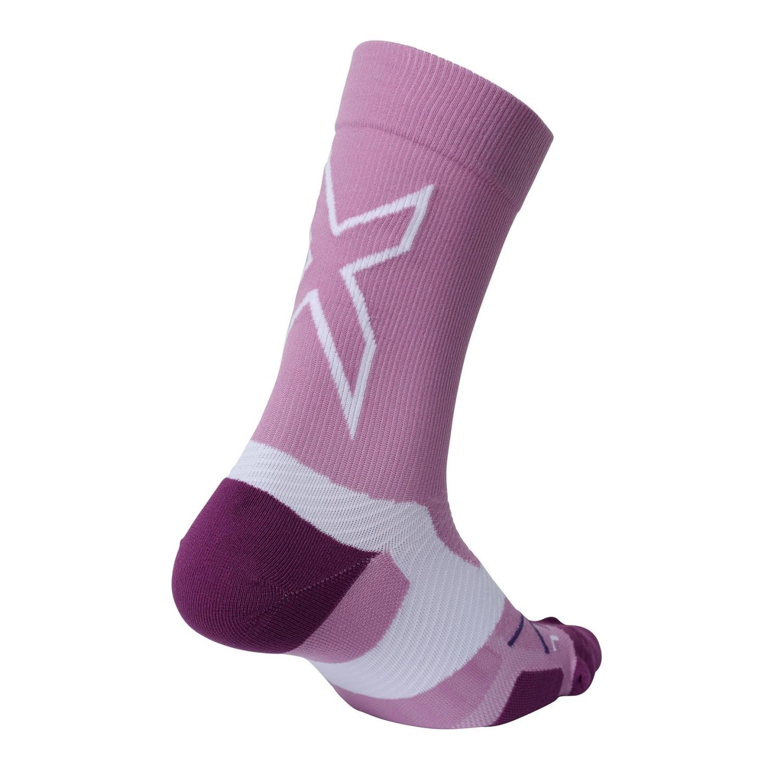 2XU Vectr Light Cushion Crew Running Socks - Pastel Pink/Wood Violet ...