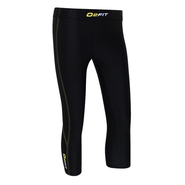 o2fit Womens Compression 3/4 Tights - Black/Yellow | RunDNA