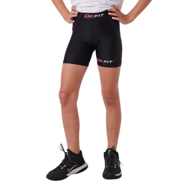 o2fit Kids Girls Compression Shorts - Black/Pink | RunDNA