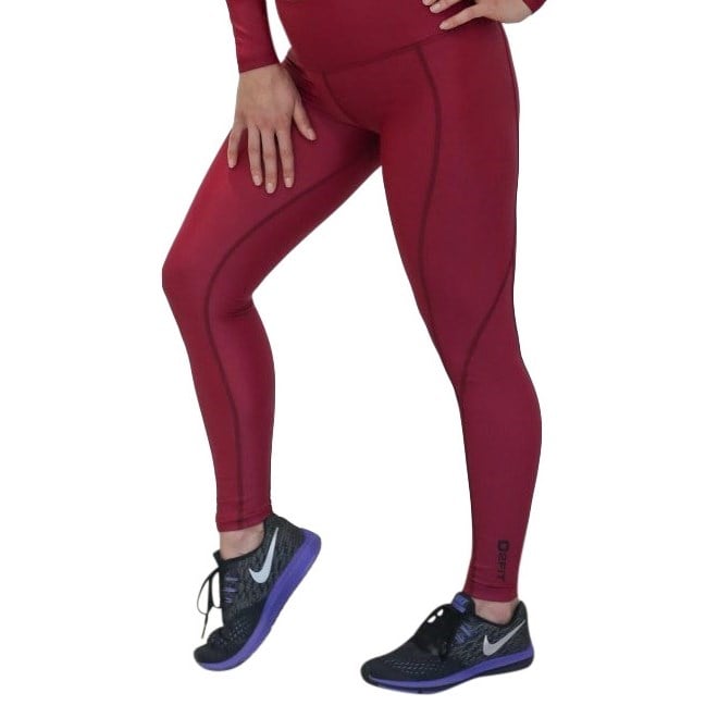 o2fit High Waist Womens Full Length Compression Tights - Wine/Maroon ...