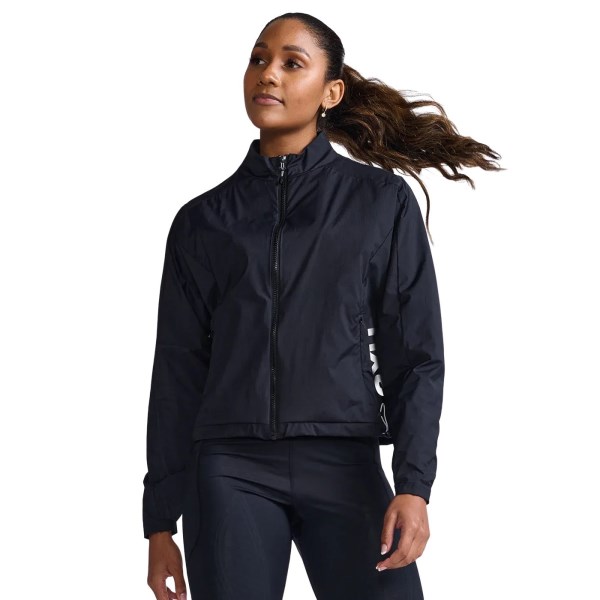 2XU Motion Bomber Womens Running Jacket - Black/White | RunDNA