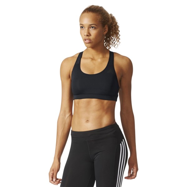adidas 3 Stripes Racer Back Womens Sports Bra - Black/White | RunDNA