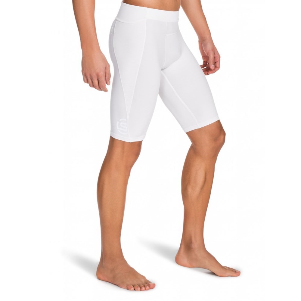 Skins A400 Mens Compression Half Tights - White | RunDNA