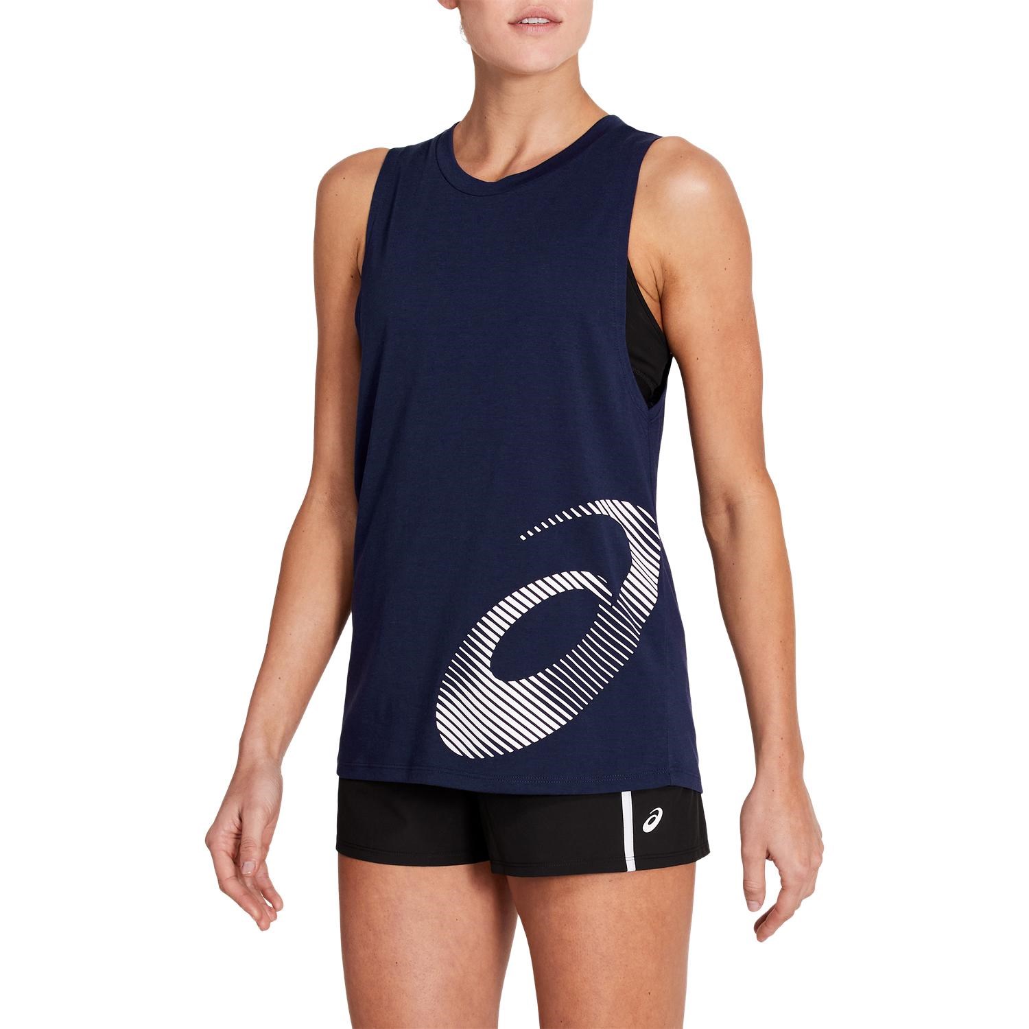 Asics Core Graphic Womens Training Tank Top - Peacoat | RunDNA