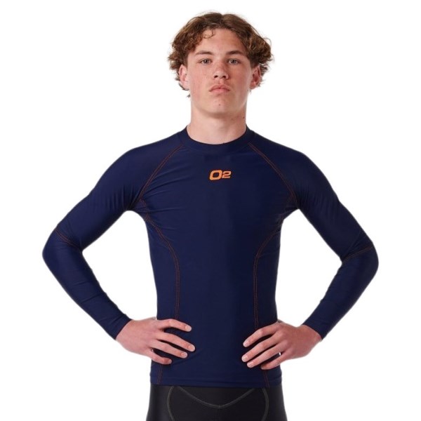o2fit Mens Compression Long Sleeve Top - Navy | RunDNA