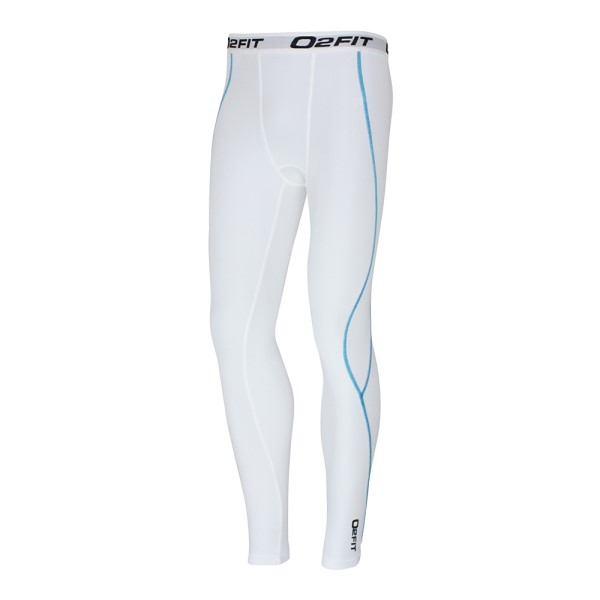 o2fit Mens Compression Pants - White/Blue | RunDNA