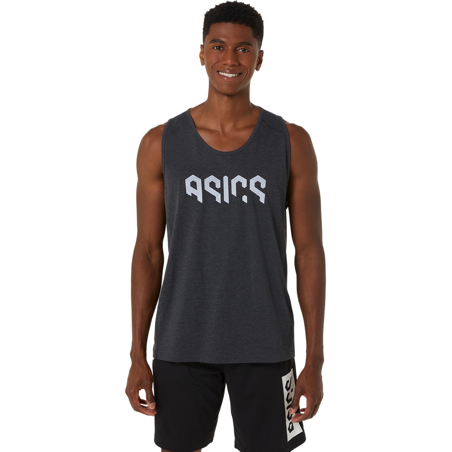 Asics Hex Graphic Cotton Blend Mens Training Tank - Performance Black ...