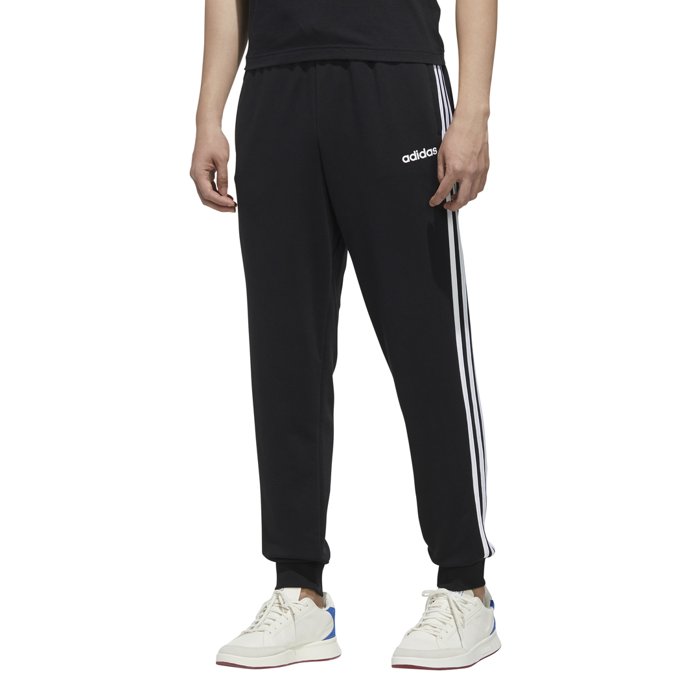 adidas Essentials 3-Stripe Tapered Cuffed Mens Sweatpants - Black/White ...