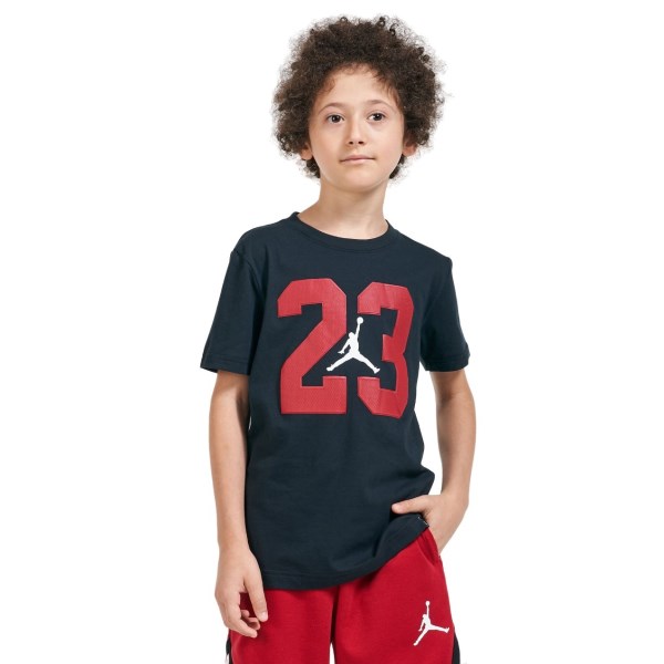 Jordan Iconic 23 Logo Kids Basketball T-Shirt - Black/Gym Red | RunDNA