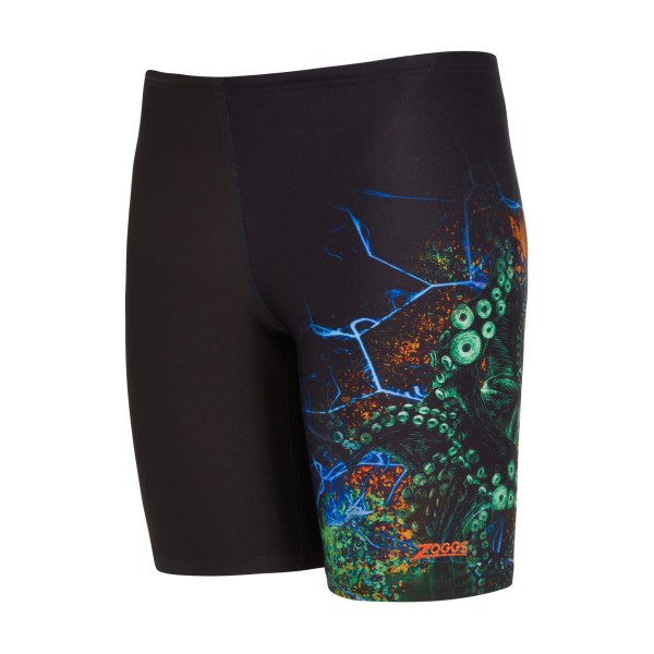 Zoggs Squid Ink Kids Boys Mid Swimming Jammer - Black | RunDNA