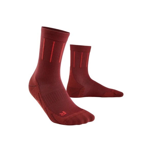 CEP Pinstripe Mid Cut Compression Socks - Red | RunDNA