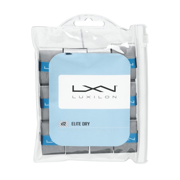 Luxilon Elite Dry Tennis Overgrip - 12 Pack - Grey | RunDNA